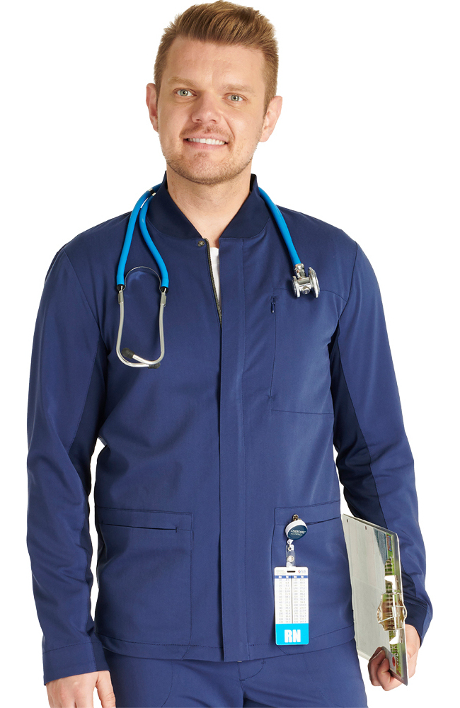 Men's 3 Pocket Zip Front Scrub Jacket | Cherokee Uniforms