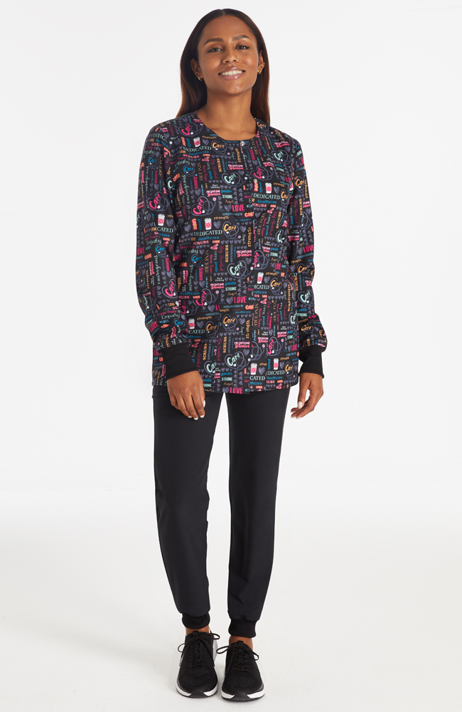 Women's Snap Front Nurse Power Print Scrub Jacket | Cherokee Uniforms