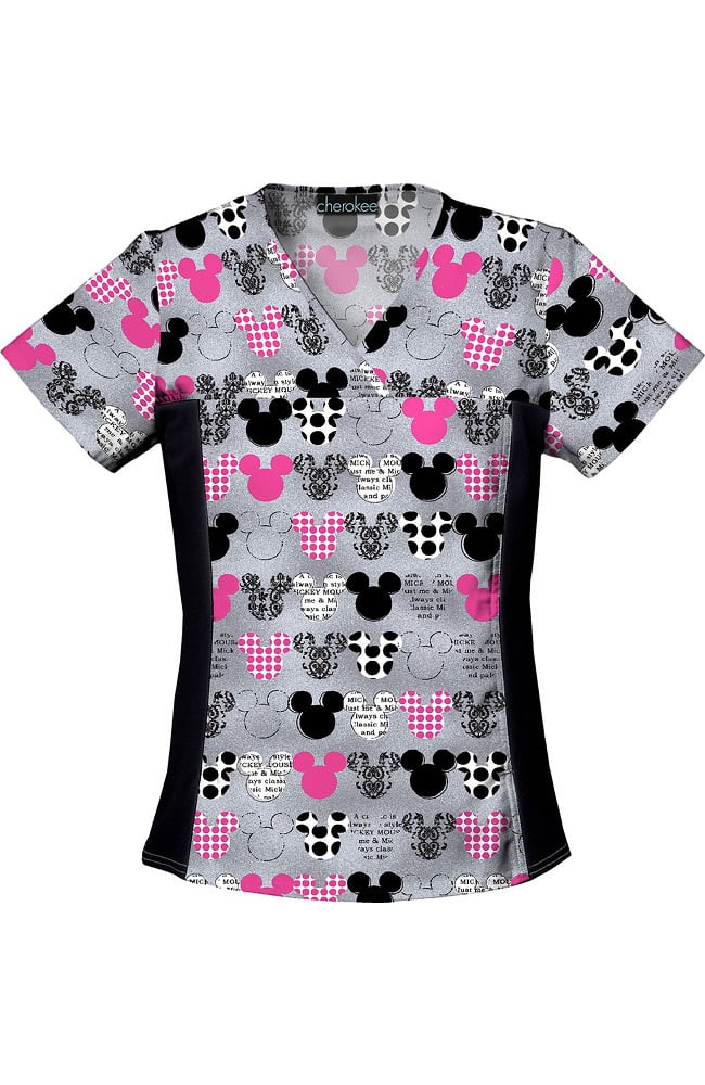 Clearance Women's V-Neck Mickey Mouse Print Scrub Top | Cherokee Uniforms